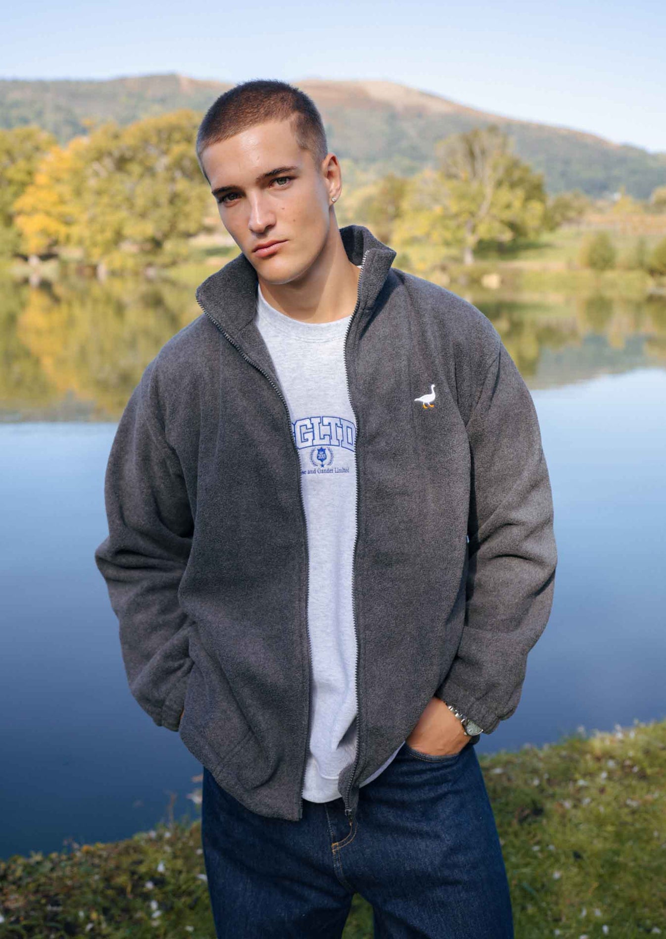 Unisex Charcoal Grey Full Zip Goose Fleece Goose and Gander – Goose ...