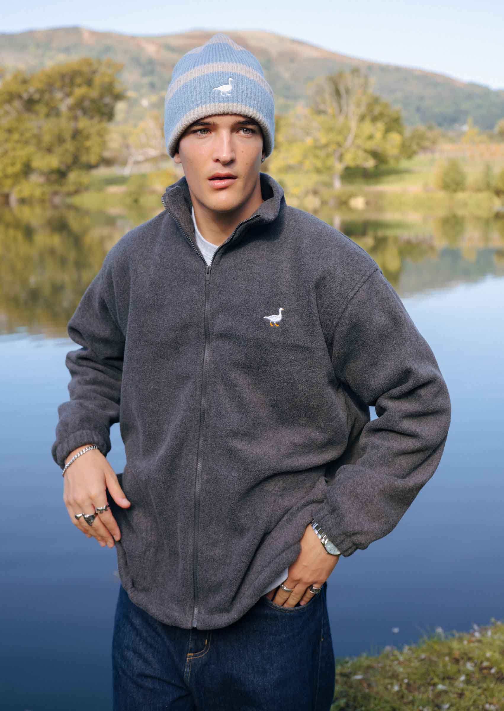 Unisex Charcoal Grey Full Zip Goose Fleece Goose and Gander – Goose ...