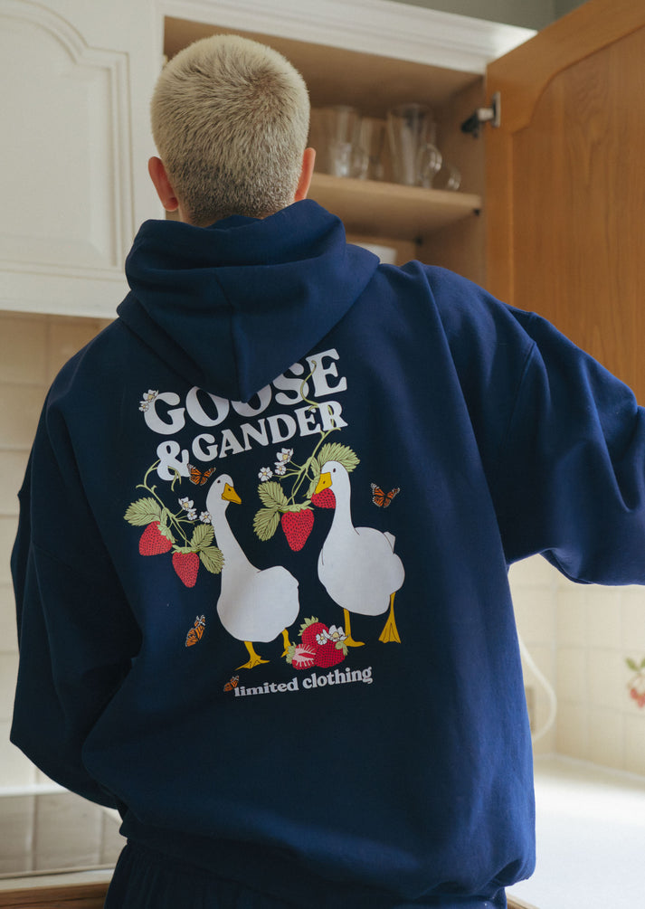 Wild Strawberry Printed Hoodie - Navy – Goose & Gander