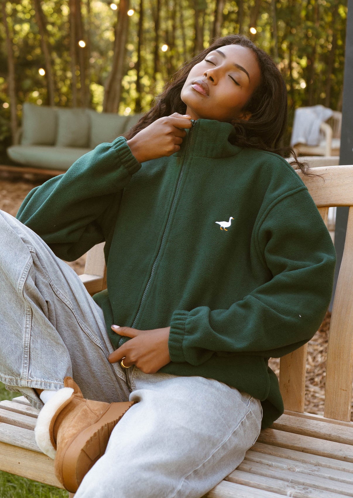 Unisex Forest Green Full Zip Goose Fleece Goose and Gander – Goose & Gander