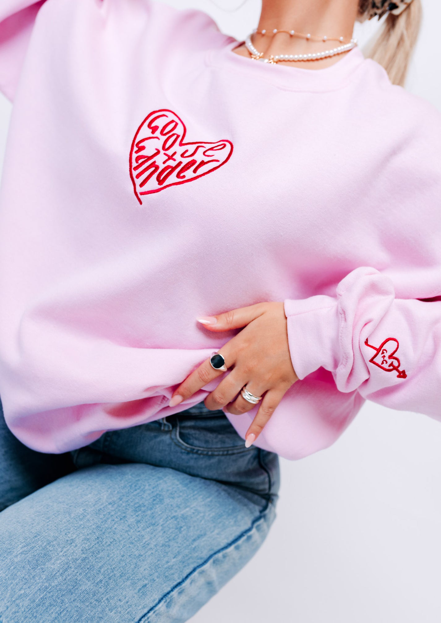 Unisex Baby Pink Heart Club Embroidered Sweatshirt Goose and Gander ...