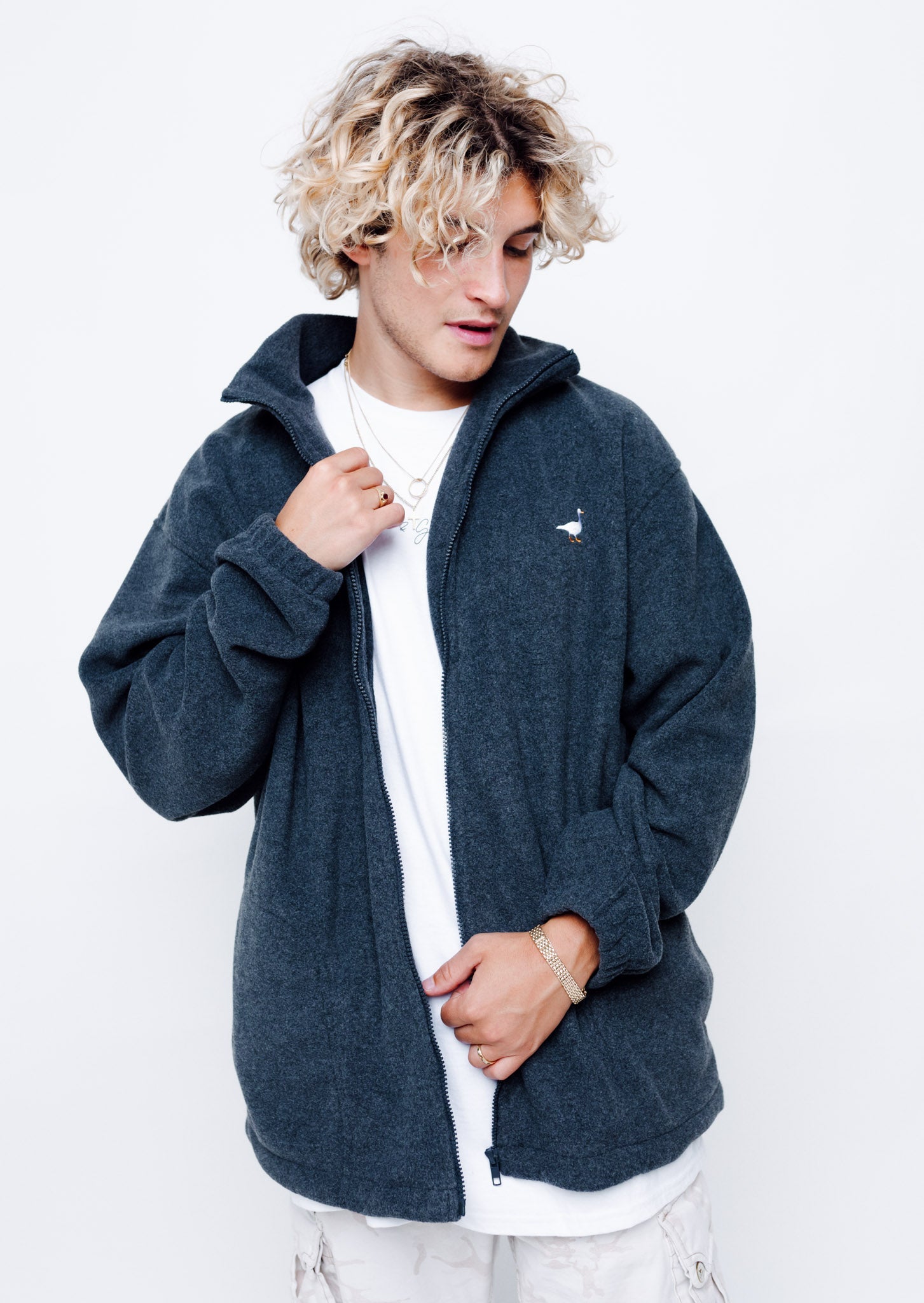 Unisex Charcoal Grey Full Zip Goose Fleece Goose and Gander – Goose ...