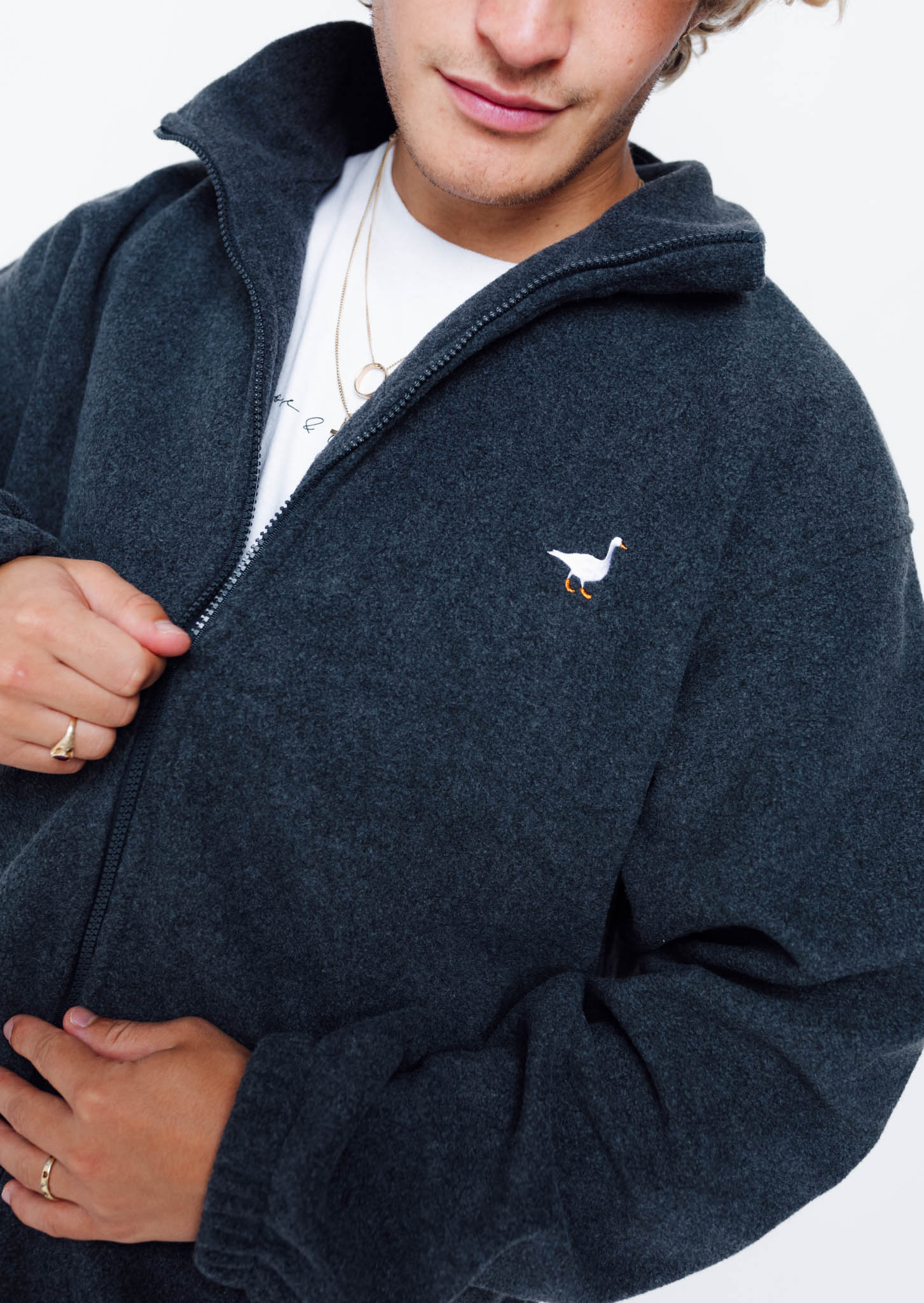 Unisex Charcoal Grey Full Zip Goose Fleece Goose and Gander – Goose ...