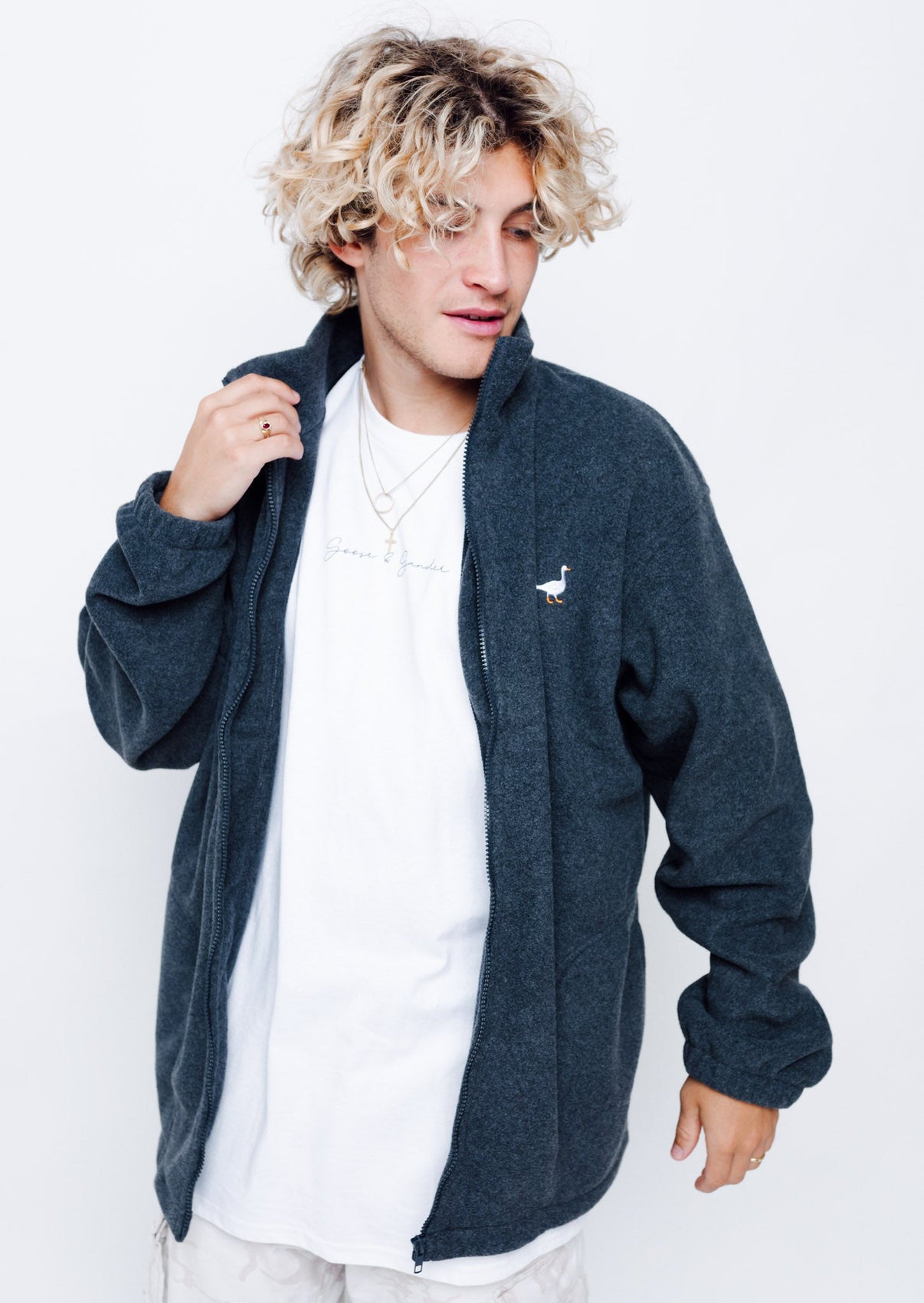Unisex Charcoal Grey Full Zip Goose Fleece Goose and Gander – Goose ...