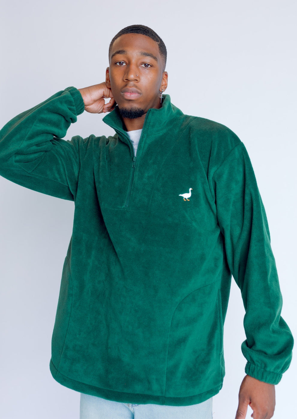 Unisex Forest Green Goose 1/4 Zip Fleece – Goose & Gander
